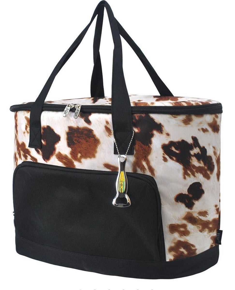 Cow Print insulated Cooler with bottle opener – Southern Style Life
